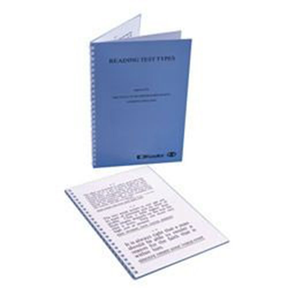 Four Page Washable Reading Test Type Hospital Services Limited